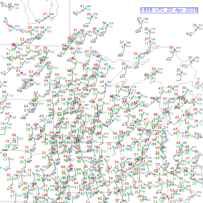 Surface data (METARs) plot [dlh, 3]