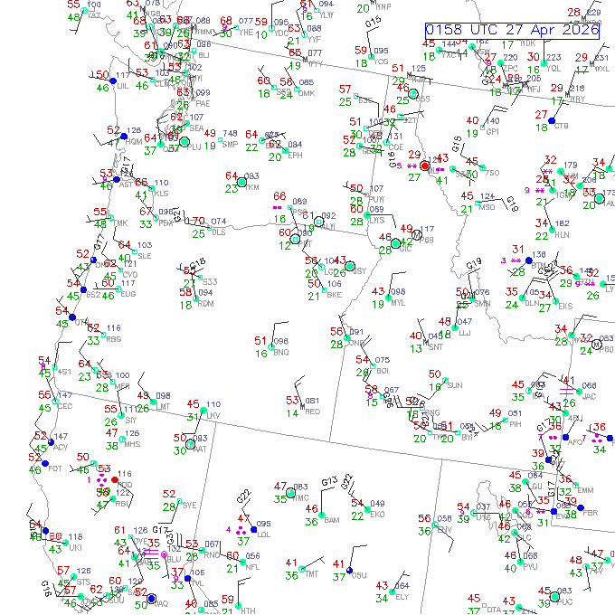 Surface data (METARs) plot [lws, 3]