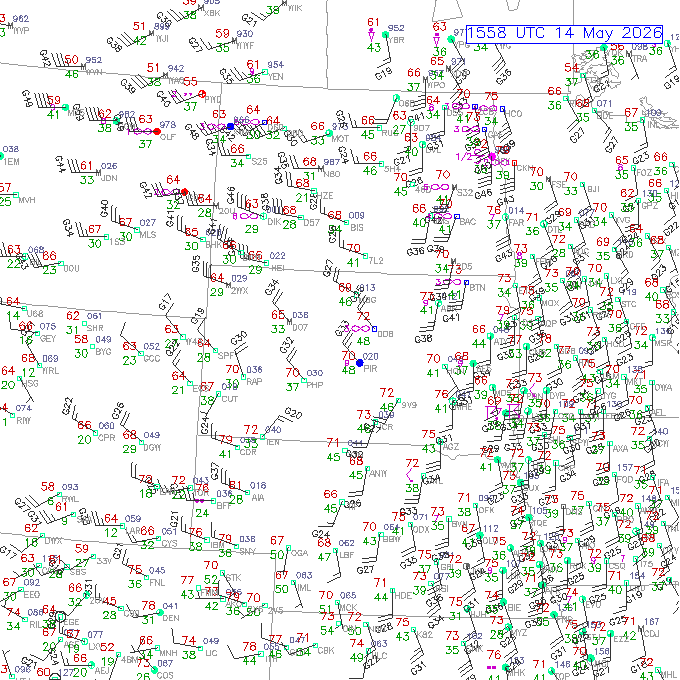 Surface data (METARs) plot [pir, 3]